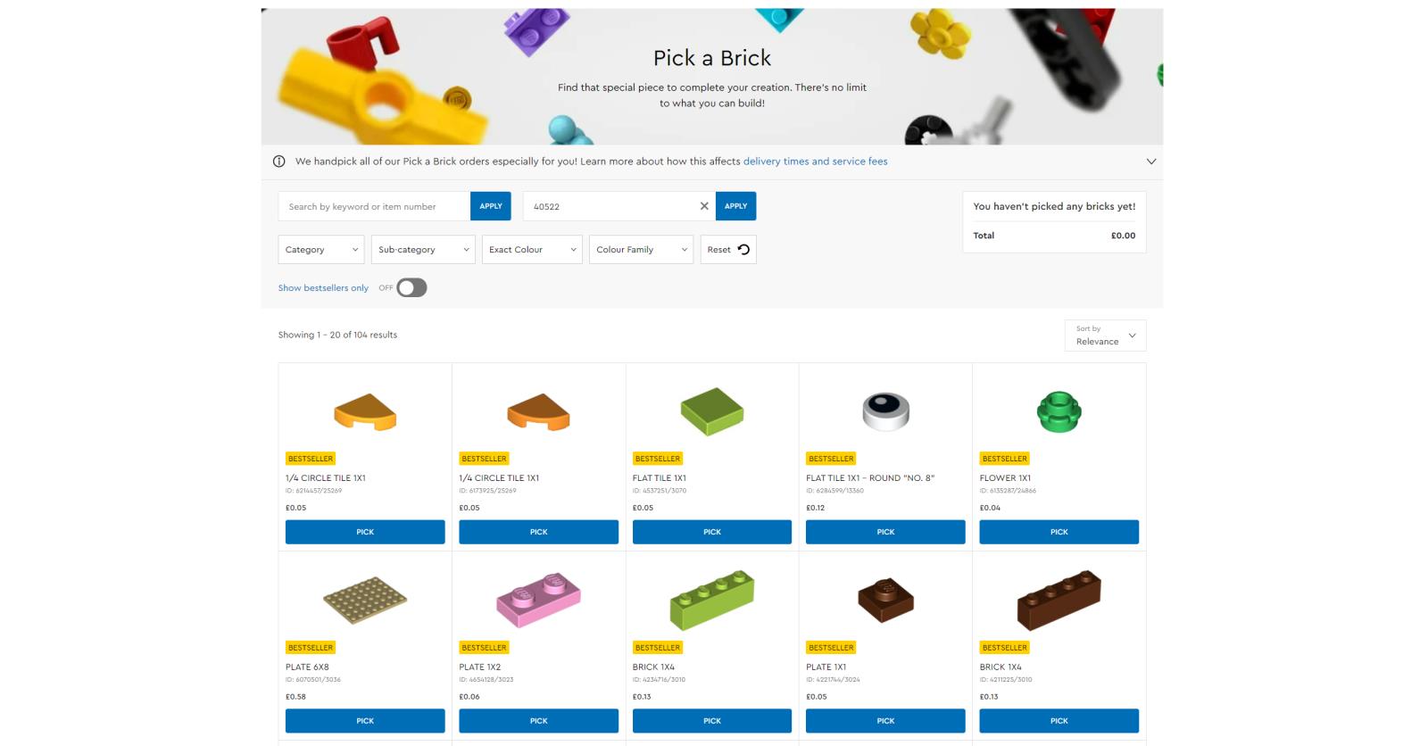New Pick a Brick service now live | Brickset